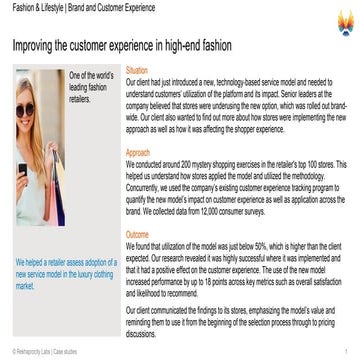 Improving the Customer Experience in High-End Fashion | PPT