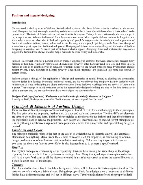 Fashion Designing - Elements and Principles of Design | PPTX | Women\'s ...
