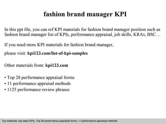 Junior brand manager kpi | PPT