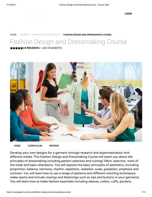 Fashion Design and Dressmaking Course - Course Gate | PDF Fashion Design and Dressmaking Course - Course Gate | PDF