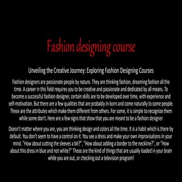 "Comprehensive fashion Designing Course" | PPTX