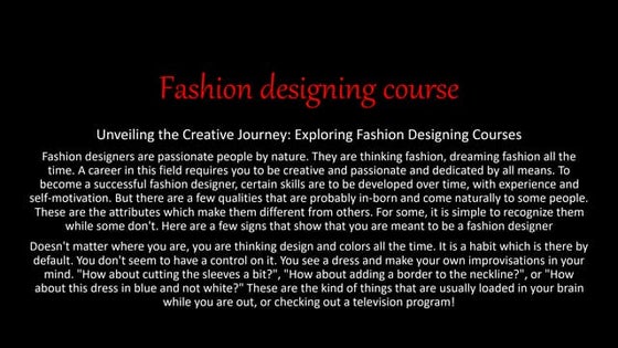Introduction to Fashion Designing for all | PPTX | Apparel Industry ...