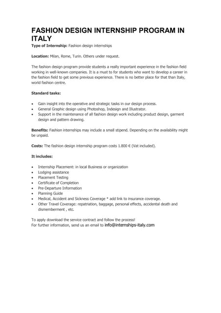 Internships-italy presentations