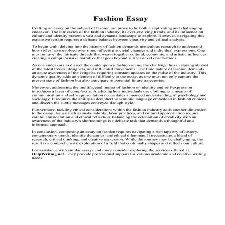 Fashion Essay. Essay fashion industry. What Is Fashion Essay - The ...