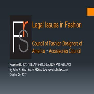 Fashion Law Primer by FRSilva Law | PPTX | Business | Business and Finance