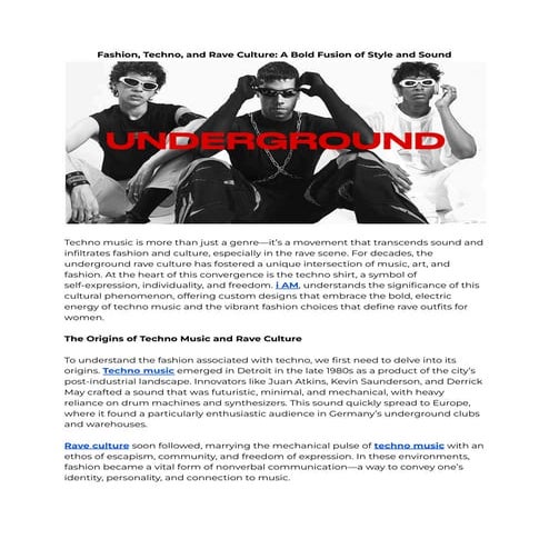Fashion, Techno, and Rave Culture: A Bold Fusion of Style and Sound | PDF