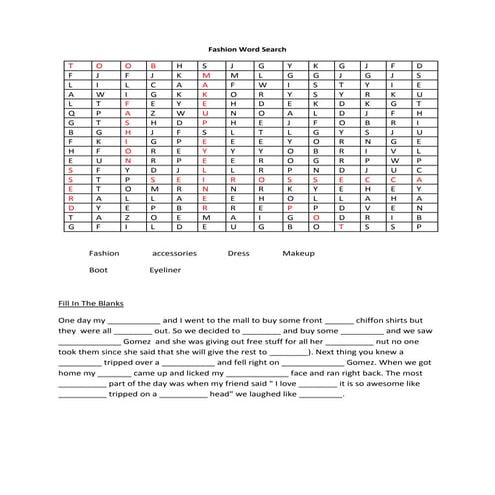 Fashion Word Search Denim Clothing Word Search Puzzle Puzzles To