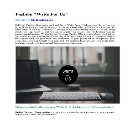 Fashion “write for us” | PDF