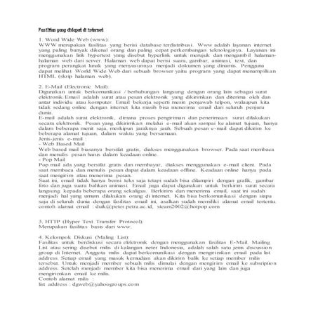 Fasilitas yang didapat di internet | DOCX