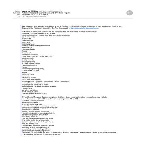 Behaviours Of Those With Fasd Pdf