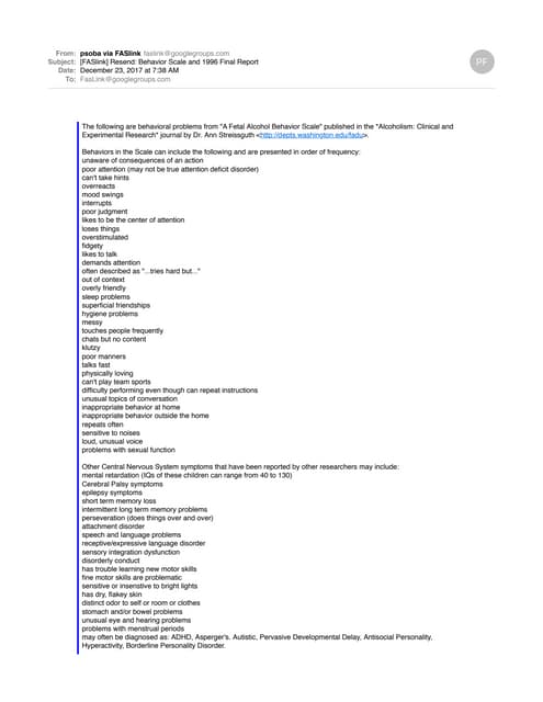 Behaviours Of Those With Fasd Pdf