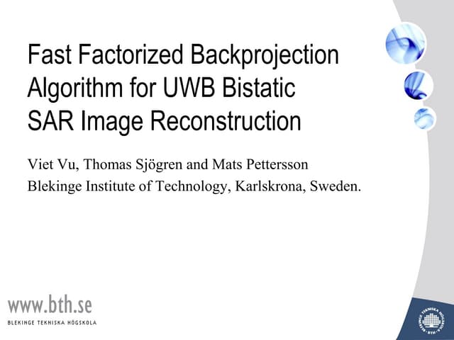 Fast Factorized Backprojection Algorithm For Uwb Bistatic Pdf