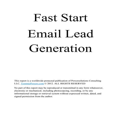 Fast start-lead-gen-Review copy | DOCX | Email | Internet
