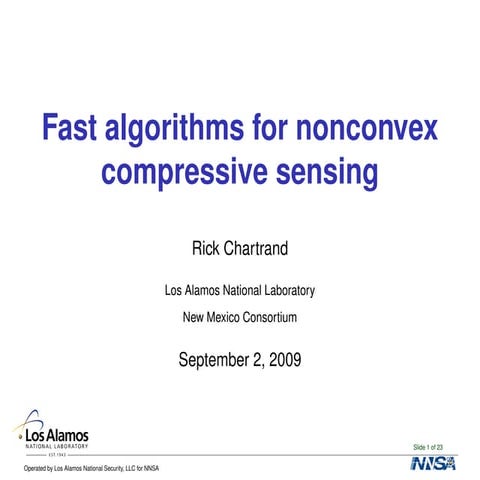 Fast algorithm of unconvex compressde sensin | PPT