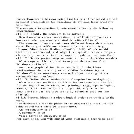 Faster Computing has contacted Go2Linux and requested a brief prop | DOCX