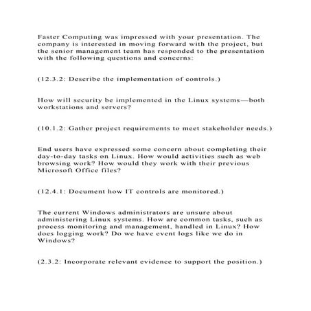 Faster Computing was impressed with your presentation. The company i.docx | Operating Systems ...