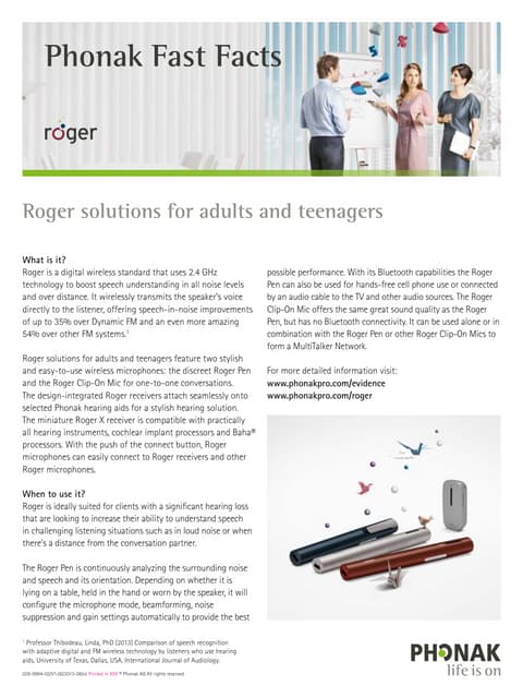 Phonak Fast facts - Roger for education | PDF