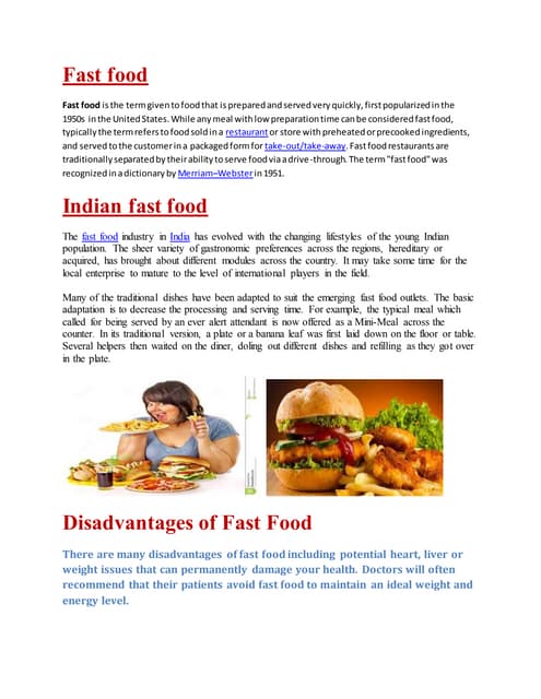 Fast food presentation | PPTX | Food & Drink