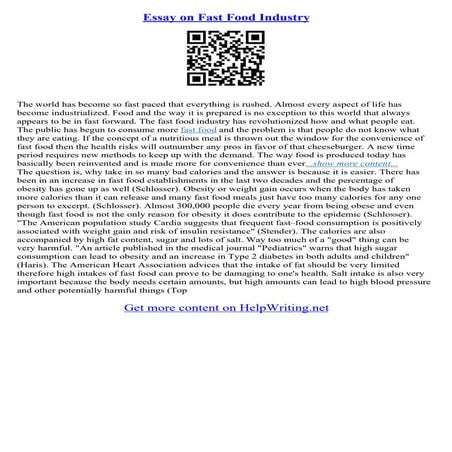 Fast Food Essay | PDF