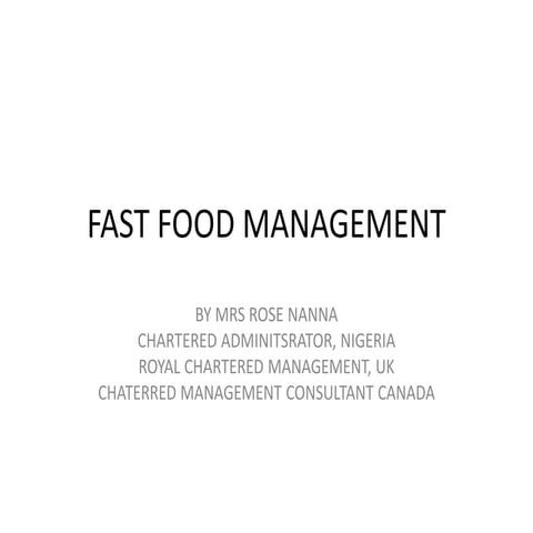 Fast food management | PPTX