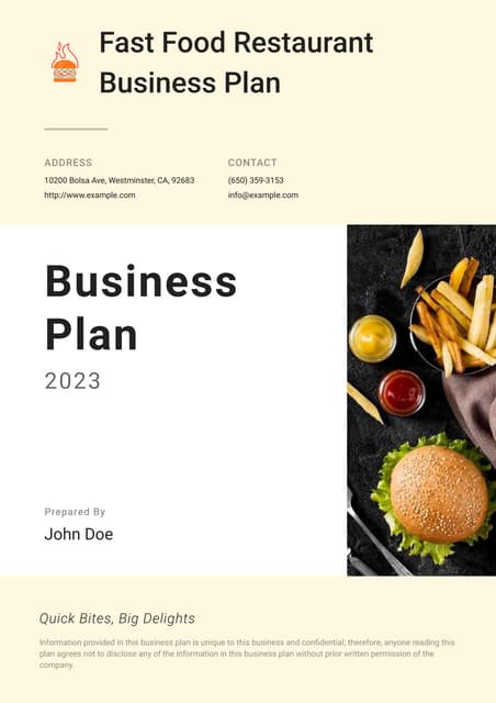 Restaurant Business Plan Guide for Startups | PPT
