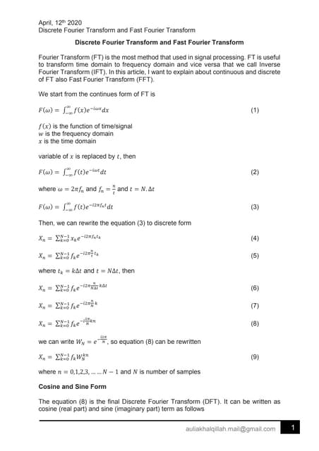 Computing DFT using Matrix method | PDF