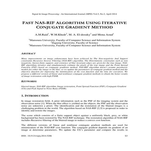 Fast Nas Rif Algorithm Using Iterative Conjugate Gradient Method Pdf