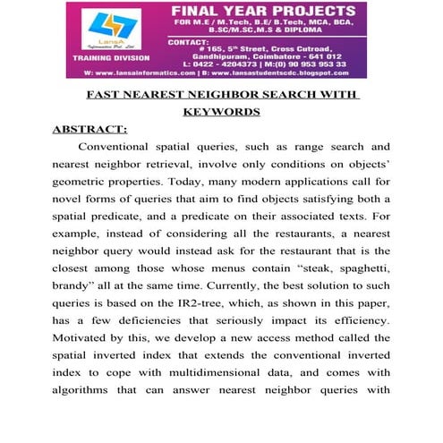 Fast Nearest Neighbor Search With Keywords Pdf 0485