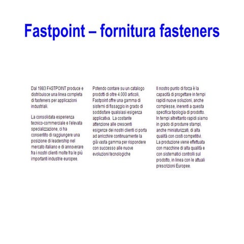 Fastpoint – fornitura fasteners | PPT