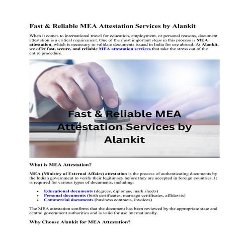 Fast & Reliable MEA Attestation Services by Alankit.pdf