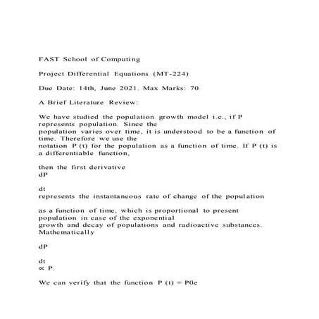 FAST School of ComputingProject Differential Equations (MT | DOCX