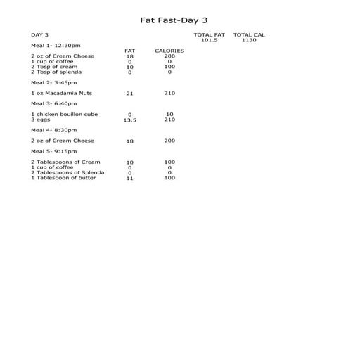 Atkins Fat Fast-Day 3 | XLS | Nutrition | Healthy Living
