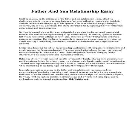 Father And Son Relationship Essay. Community College of the Air Force | PDF