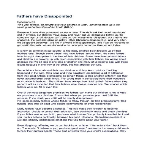 Fathers have Disappointed | DOCX