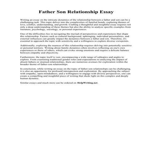 Father Son Relationship Essay. Ball State University | PDF