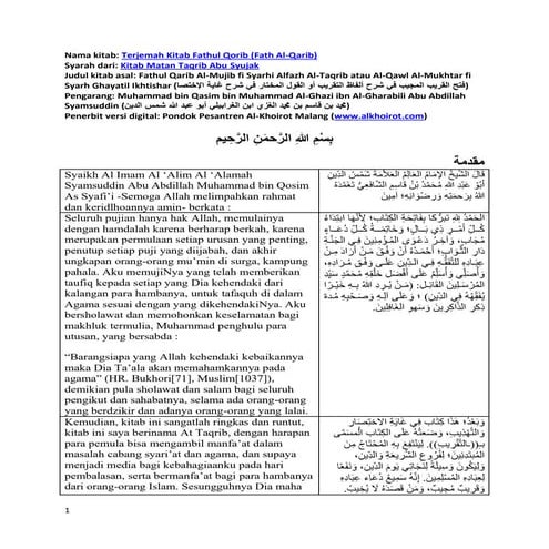 Fathul Qorib Terjemah.pdf kitab fiqih dasar bagi pemula yang di ajrkan ...