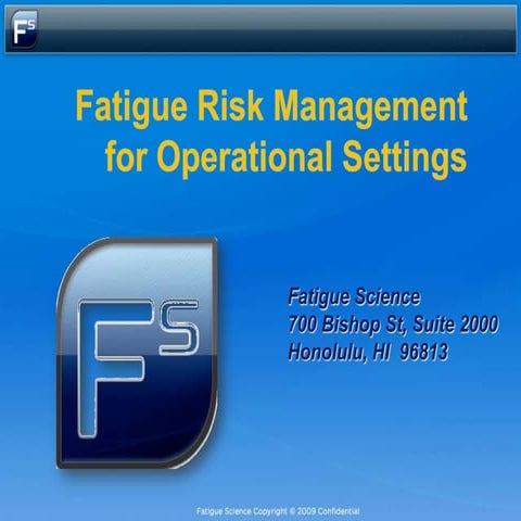 Fatigue Science Risk Management | PPTX