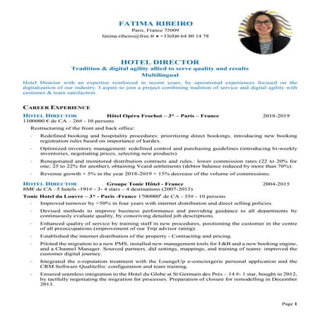 Fatima ribeiro - Hotel Director | PDF