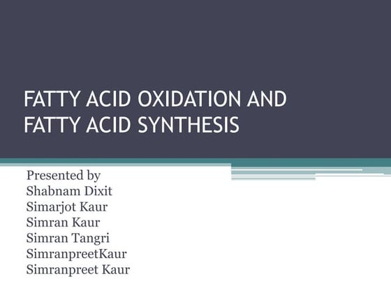 Beta-oxidation of fatty acids | PPTX