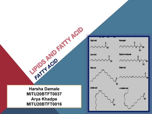 Fatty acids ppt - nomenclature & properties- By Sumati Hajela | PPTX