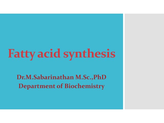 De Novo synthesis of fatty acids | PPSX | Chemistry | Science
