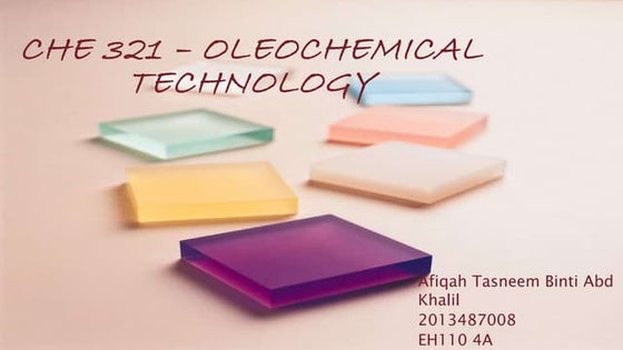 Fatty alcohol process flow | PPT | Chemistry | Science