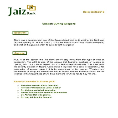 Financing the Purchase of Weapons | PDF