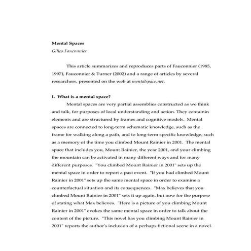 Fauconnier mental spaces | PDF