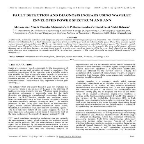 Fault Detection And Diagnosis Ingears Using Wavelet Enveloped Power
