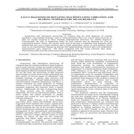 Fault diagnosis of rotating machines using vibration | PDF