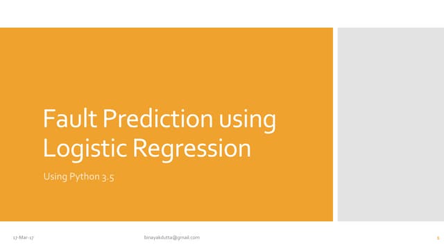 Fault Prediction Using Logistic Regression Python Ppt
