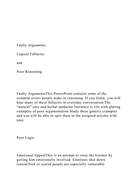 Critical thinking Logical Fallacies t | PPT