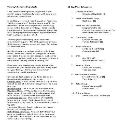 Favorite Bag Meals | PDF