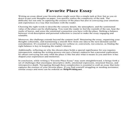 Favorite Place Essay. Narrative Essay: Favorite place essay | PDF